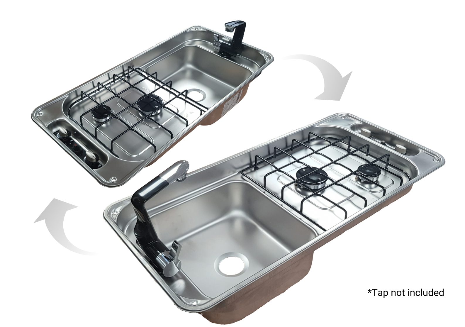 CAN SRL CAN FL1401GP Rectangular Two Burner Hob/Sink Combi - Sink/Hob ...
