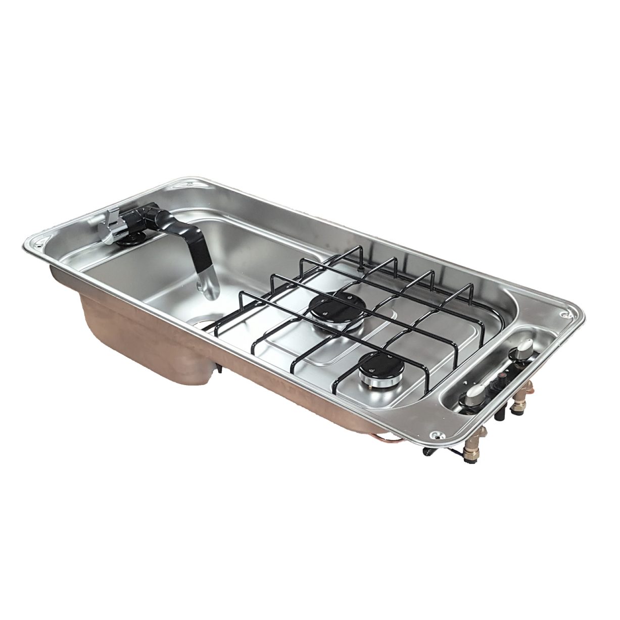 CAN SRL CAN FL1401GP Rectangular Two Burner Hob/Sink Combi - Sink/Hob ...