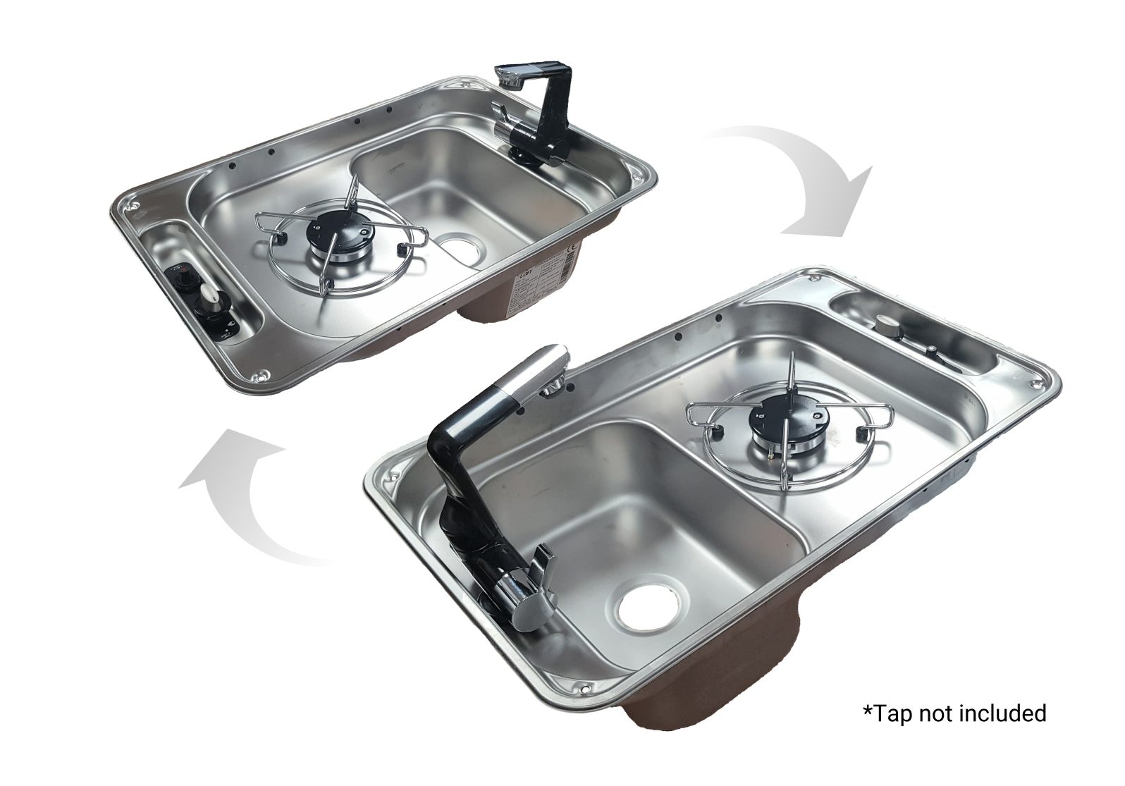 CAN SRL CAN FL1323GP Rectangular One Burner Hob/Sink CombI - Sink/Hob ...