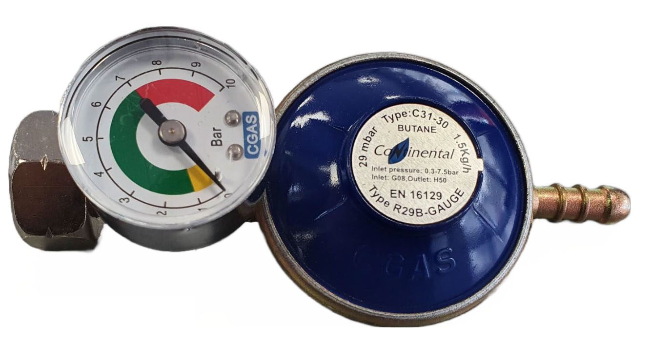 Cavagna Butane Regulator with Gauge - Regulators & Connectors ...