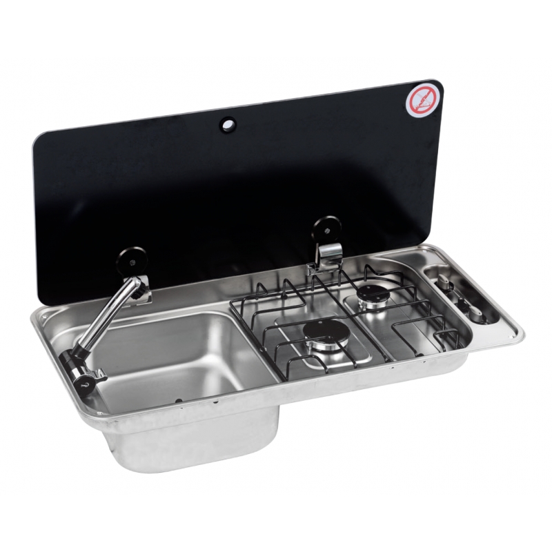 CAN SRL CAN FL1400/FL1410 Two burner Hob/Sink Combi - Single Lid - Sink ...