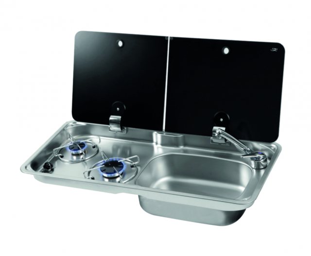 CAN SRL CAN FL1765 & FL1766 Two Burner Hob/Sink Combi - Twin lid - Sink ...